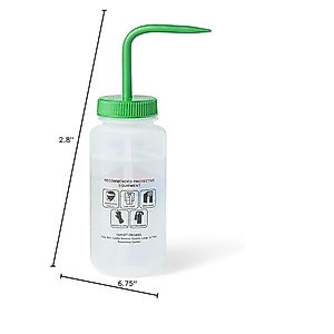 United Scientific™ UniSafe™ Laboratory Grade Wide Mouth LDPE Vented Wash Bottle, Methanol, 500mL (16oz), 4-Color, Pack of 6