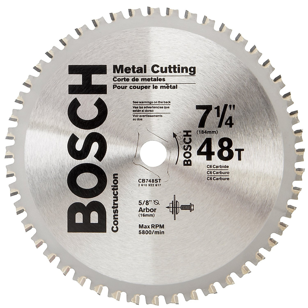 Bosch CB748ST 7-1/4 In. 48 Tooth Edge Circular Saw Blade for Ferrous Metal Cutting
