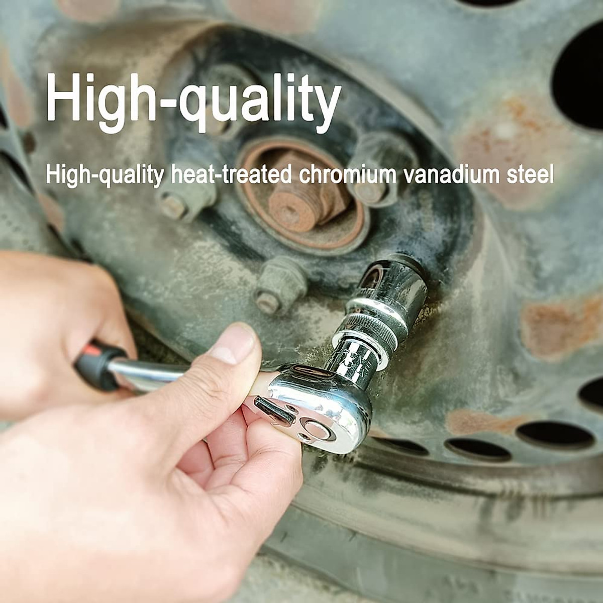 StrugDeas 6 Piece Socket Adapter and Reducer Set, 1/4", 3/8", 1/2" Chrome Vanadium Steel Ratchet/Socket Extension/Conversion Kit for Automotive Maintenance