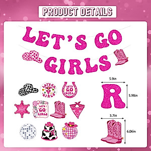 Let's Go Girls Birthday Decorations - NOVBAUB 26PCS Preppy Y2k Hot Pink Party Swirls Bachelorette Party Decorations Disco Cowgirl Hanging Swirls Whirl Streamers Party Decor for Women Girls