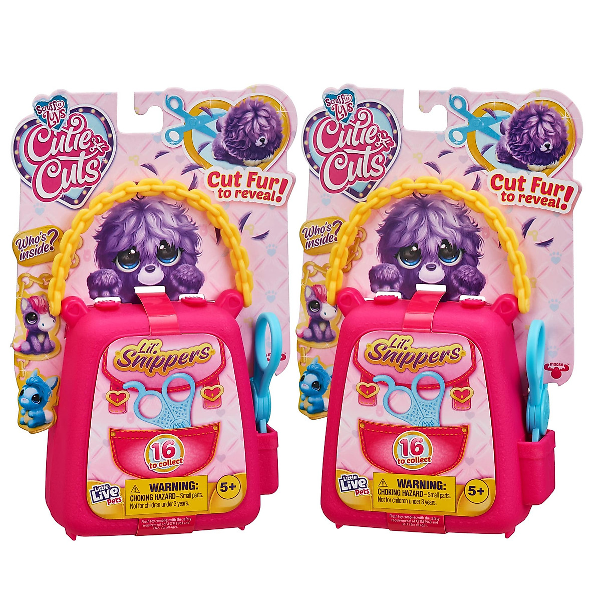 Little Live Pets | Scruff-a-Luvs | Cutie Cuts Lil Snippers Twin Pack | Cut Fur, Reveal, Groom & Love Plush Rescue pet - Styles May Vary