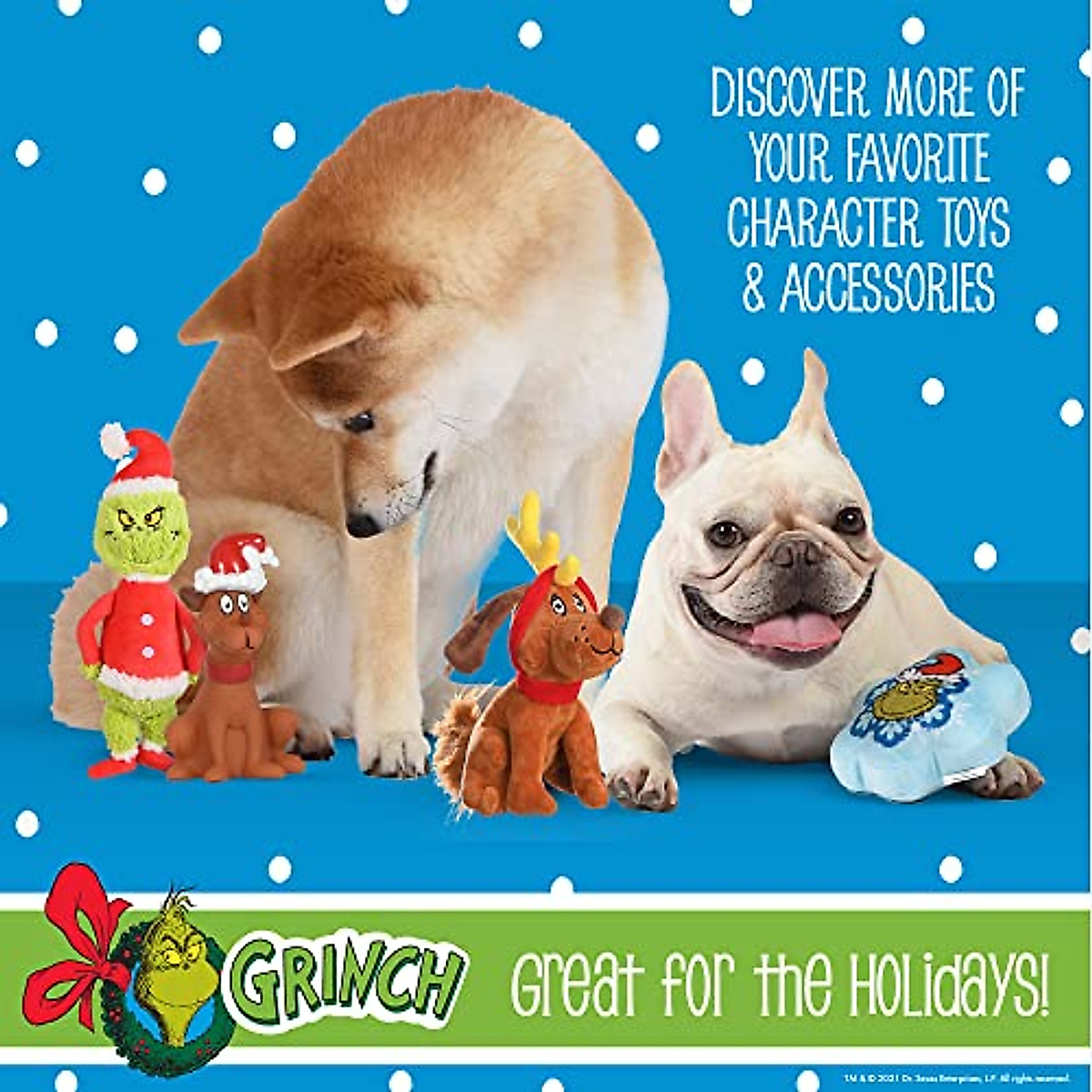 Dr. Seuss for Pets The Grinch Max Rope Limb Pull Dog Toy | The Grinch Plush Dog Rope Toy from Dr Seuss Collection | Large Squeaky Tug of War Dog Toy Dog Christmas Toys, 12 Inch, (FF18348)