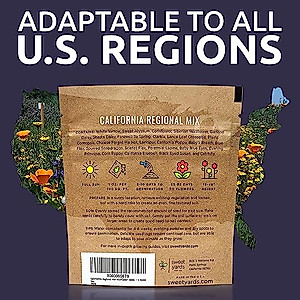 California Wildflower Mixture - Bulk 1 Ounce Packet - Over 7,000 Native Seeds - Open Pollinated and Non GMO