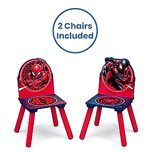 Delta Children Marvel Spider-Man Kids Table Set with Storage (2 Chairs Included) Greenguard Gold Certified, Blue/Red