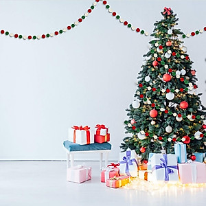 60 Balls Christmas Felt Ball Garlands - Christmas Decorations - Christmas Pom Pom Garlands for Christmas Tree- Xmas Holiday Indoor Outdoor Home Office Hanging Decor - Xmas Decorations- 25mm