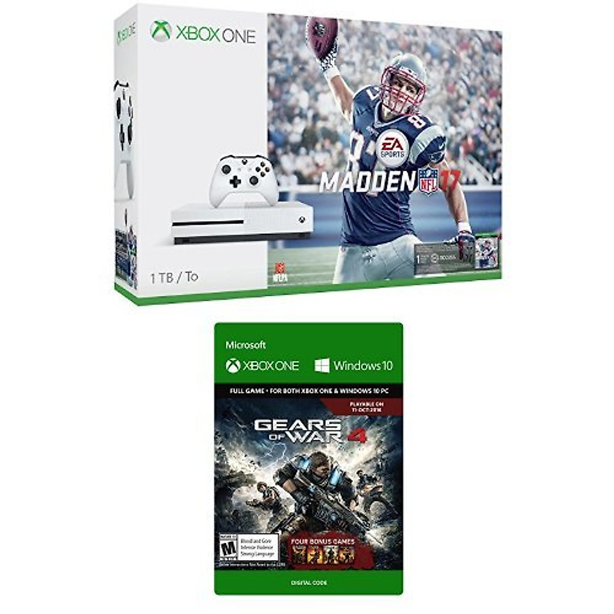 Xbox One S 1TB Madden 17 NFL Bundle and Gears of War 4 Standard Edition Digital
