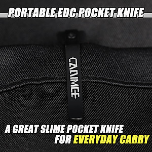 Carimee Slim Pocket Knife 3.5", Gentlemen`s Folding Knife, Fully black Ti-coated D2 steel blade and stainless Steel handle, with Leather Sheath, EDC tool, 2024 Gifts for men women