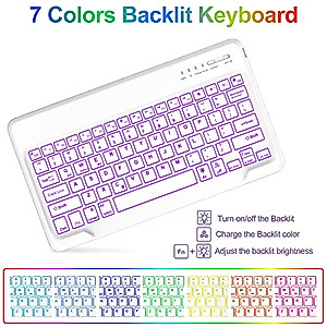 Keyboard Case for iPad Air 13-inch(M2, 2024) & iPad Pro 12.9 (6th 2022/5th 2021/4th 2020/3rd 2018 Gen), Detachable Bluetooth Keyboard| 7 Color Backlit| Slim Protection Cover with Pencil Holder, Purple