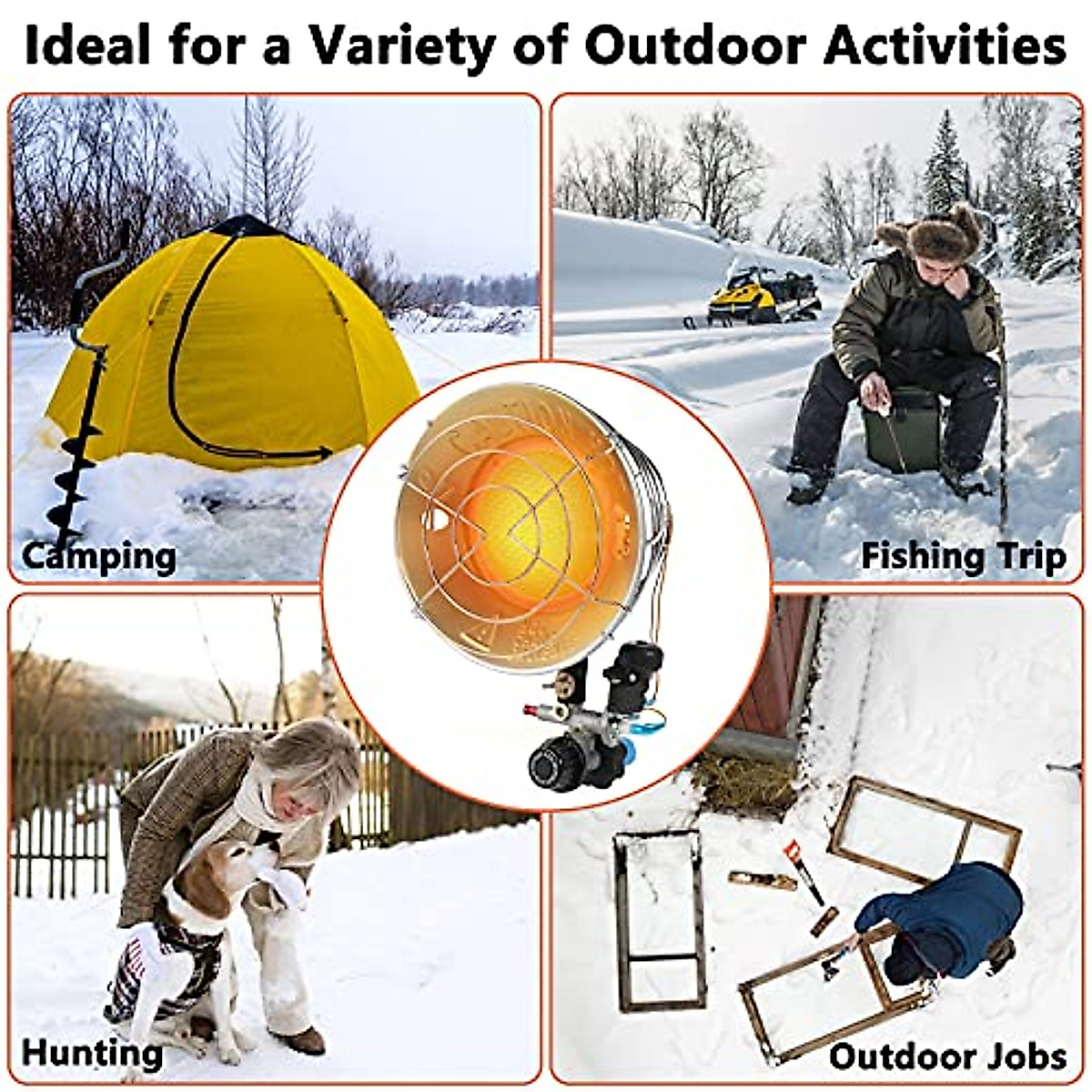 ROVSUN 15,000 BTU Propane Tank Top Heater, Portable Propane Gas Infrared Heater with Tip-over Switch & Safety Shut-off Valve for Outdoor Camping Fishing Backyard Patio (Propane Cylinder not Included)