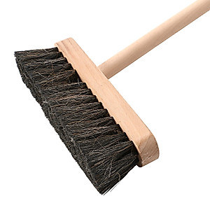 Creative Co-Op Beech Wood Broom & Standing Metal Dust Pan, Natural & Black