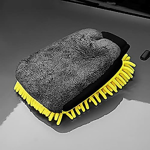InfantLY Bright Dual-Sided Car Wash Mitts，Car Microfiber Chenille Gloves Thick Cleaning Mitt Scratch-Free Auto Care Double-Faced Glove for Clean Cars Trucks Motorcycles