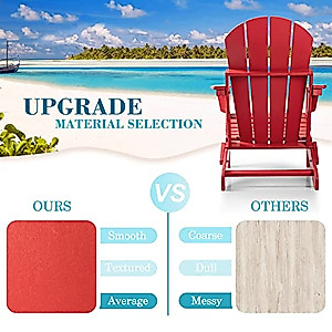 Flamaker Classic Outdoor Adirondack Chair Patio Lawn Foldable Chairs Indoor Adirondack Chairs All-Weather Resistant for Garden Backyard Porch Garden Fire Pit Patio (Red)