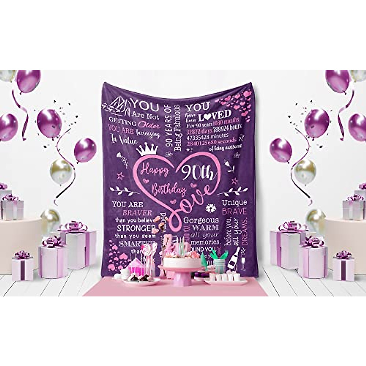 Omokil 90th Birthday Gifts for Women/Men, Best 90th Birthday Gifts, 1933 Birthday Gifts, 90 Year Old Present Ideas for Grandma, Mom, Friend, Sister, Wife, Teacher, Aunt, Coworker Blanket (50" X 60")
