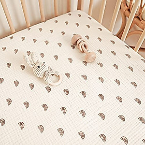 Konssy Muslin Fitted Crib Sheets 100% Cotton Baby Crib Sheets for Standard Crib Mattress (28 X 52 Inches), Soft and Breathable for Boy, Girl (Rainbow)