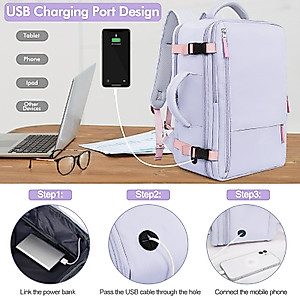 Rinlist Travel Laptop Backpack Carry On Backpack for Men Women Flight Approved College School Computer Bag for Business Hiking Personal Item Backpack Fits 15.6 Inch Notebook Purple