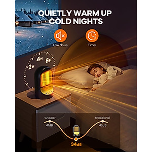 Space Heater, 1500W Small Portable Electric Heaters for Indoor Use, PTC Ceramic Heater for Office with Thermostat, 50°Oscillation, 8H Timer, 3 Modes, Quiet Safe Room Heater for Office Room Desk