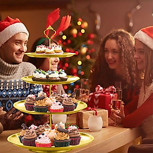 BZVlemon 4 Tier Stainless Steel Cupcake Stand, Gold Metal Serving Tray Cake Holder Cake Stand for Holiday Dessert Table Decorations Birthday Baby Shower Party Wedding (4tier)