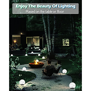 Garden Solar Ball Lights Outdoor Waterproof, 50 LED Cracked Glass Globe Solar Power Ground Lights for Path Yard Patio Lawn, Outdoor Decoration Landscape White (2 Pack 4.7'')