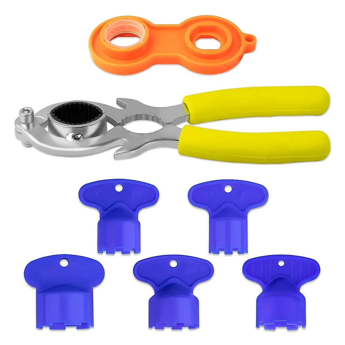7 Pcs Faucet Aerator Removal Tool, Incl 2 Pcs Faucet Aerator Removal Wrench Tool, 5 Pcs Aerator Key for Sink Faucet with 5 Sizes, Sink Aerator Removal Tool for Kitchen Bathroom