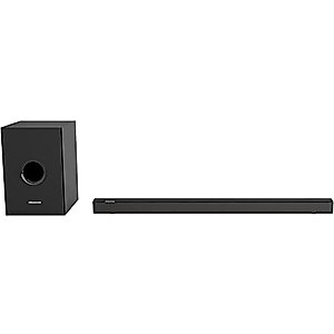 Hisense HS219 2.1ch Sound Bar with Wireless Subwoofer, 320W, Powered by Dolby Audio, One Remote Control, Roku TV Ready, Bluetooth, HDMI ARC/Optical/AUX/USB, 3 EQ Modes