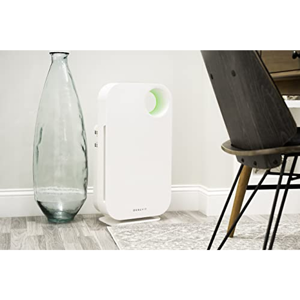 OVAL AIR AIR1000A 3-Stage H13 True HEPA 5-in-1 Air Purifier For Allergens,Dust,Pets,Allergies,Odor,Smoke,Pollen, Rooms up to 600 sq. ft., White, 13.8" X 7.5" X 25"