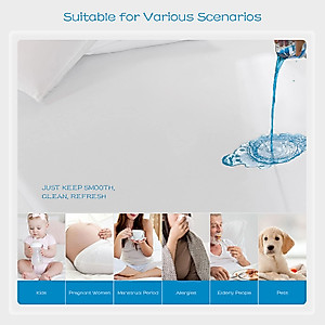 GRT 2 Pack 100% Waterproof Mattress Protector Queen Size, Breathable & Noiseless Waterproof Mattress Cover Fitted Deep Pocket from 5" to 21", Smooth Washable Queen Bed Protector - Vinyl Free