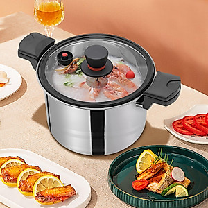 Bokknppo 7.4Qt Pressure Cooker Stainless Steel Pressure Pot 60Kpa Heating Pressure Tank Pressure Canner with Pressure Valve for Gas Stove Induction Cooker