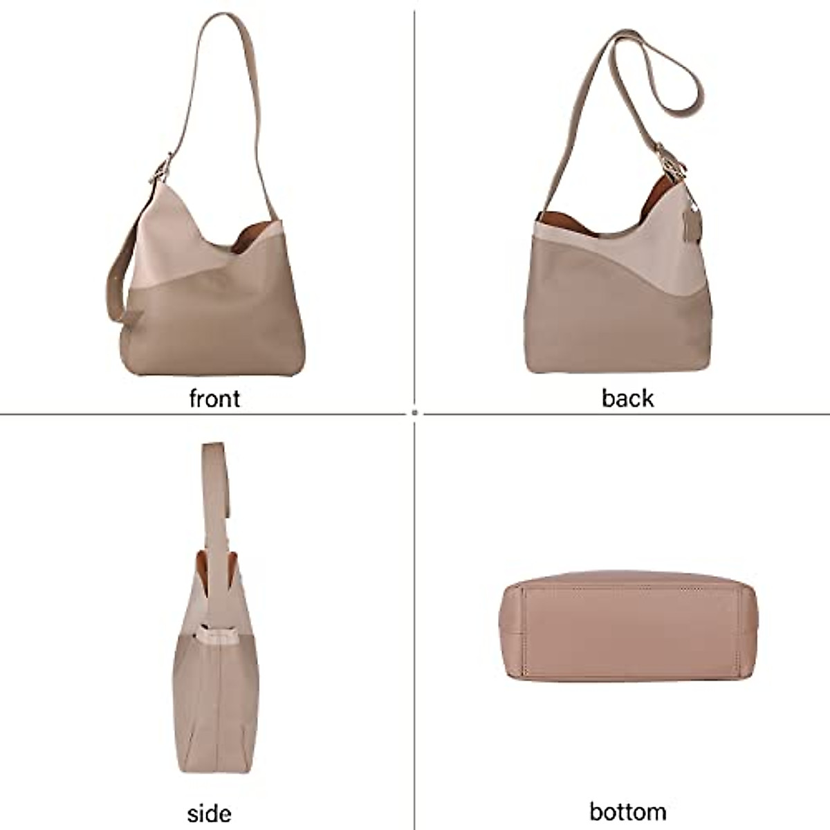 Genuine Leather Shoulder Hobo Purses Handbag for Women Soft Tote Bag Fashion Crossbody Bag