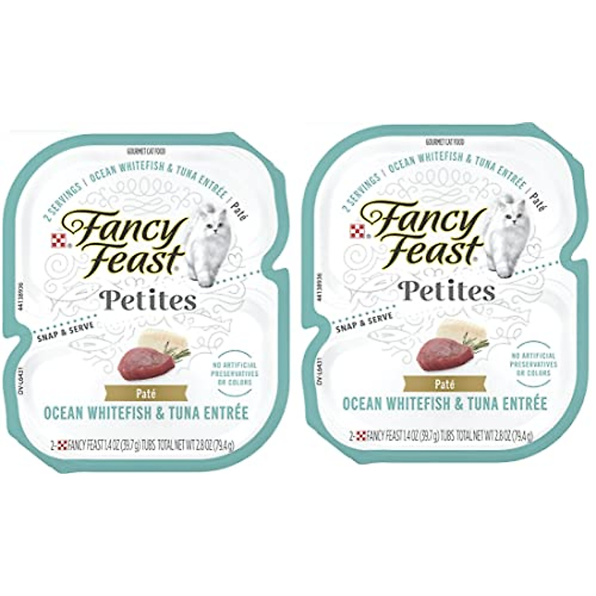 Fancy Feast Petites Wet Cat Food Variety Pack (24 Servings/12 Pack/6 Flavors) Salmon, Chicken, Whitefish, Tuna, Salmon, Grilled Chicken with Rice with LarasBundle Sticker