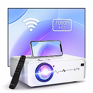 Mini WiFi Projector, ASAKUKI 8000 Lumens Home Movie Projector, Full HD 1080P & 200" Display, Portable Video Outdoor Projector for iPhone Compatible with iOS/Android/TV Stick/HDMI/USB/VGA