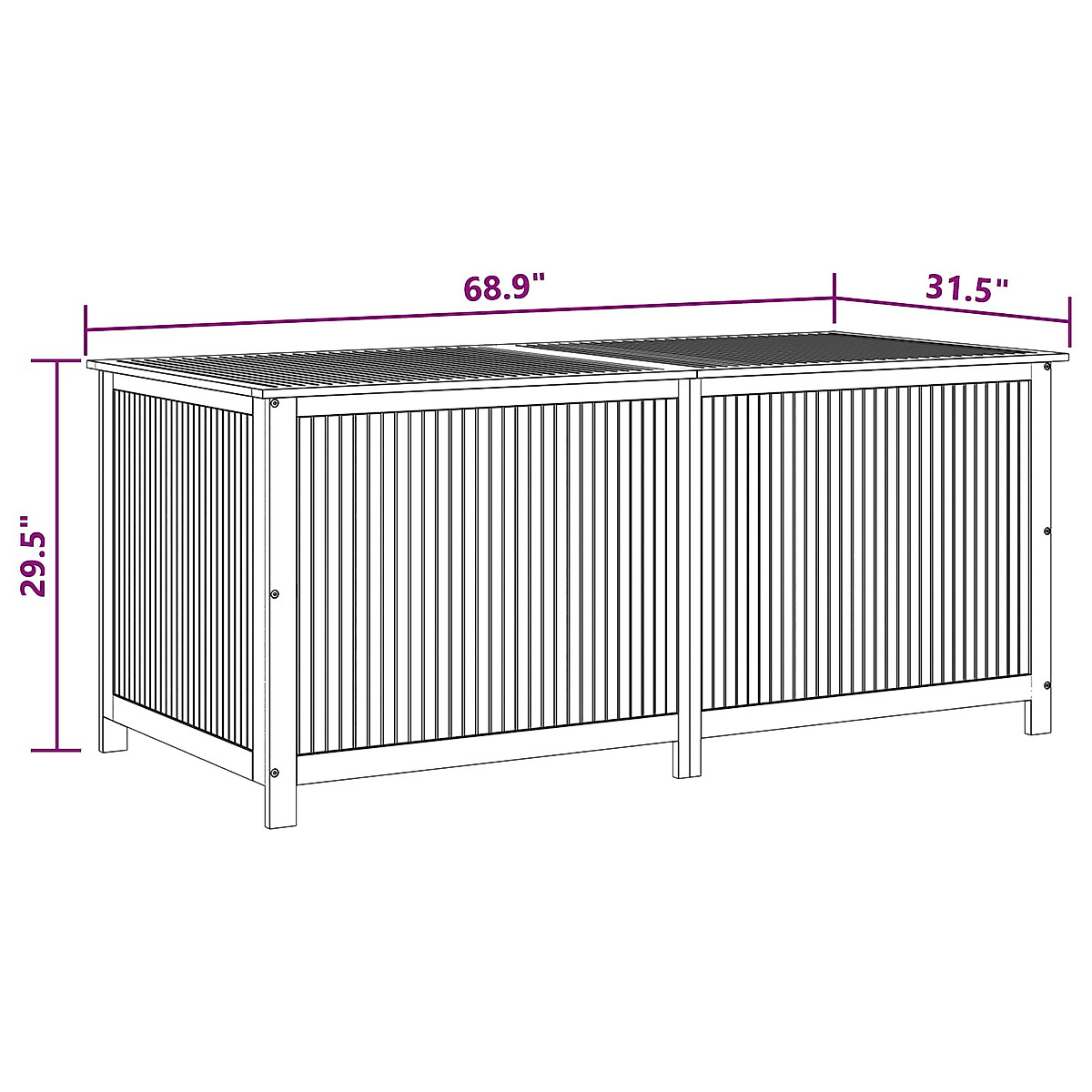 vidaXL Outdoor Storage Box, [Load Capacity Gallon] Deck Box with Gas-Lift Lid, Storage Chest with Water-Resistant Zippered Bag Inside, 68.9''x31.5''x29.5'', Solid Acacia Wood