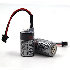 (5-Pack) 3.6V 1200mAh PLC Lithium Battery Compatible with Toshiba ER3V JZSP-BA01 R88A-BAT02W(2 Pin Black Connector)