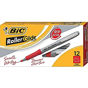 BIC Gre11rd Rollerball Pen, Fine Point, 0.7Mm, Red Ink