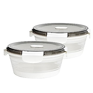 GREENTEC 2 Pack Collapsible Food Storage Containers with Lid, Airtight Meal Bowls, Meal Box for Travel, Picnic, Camping, Dishwasher Microwave Freezer Safe, BPA Free, Large