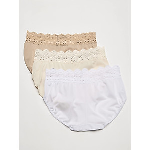 Olga womens Secret Hugs 3 Pack Panty Hipster Panties, French Toast/Pale Blush/White, Large US