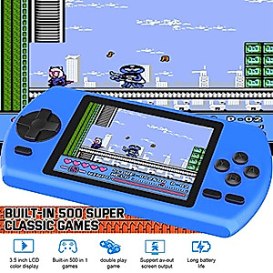 JAMSWALL Retro Handheld Game Console, Portable Retro Video Game Console with 400 Classical FC Games 2.8-Inch Screen 800mAh Rechargeable Battery Support for Connecting TV and Two Players(Blue)
