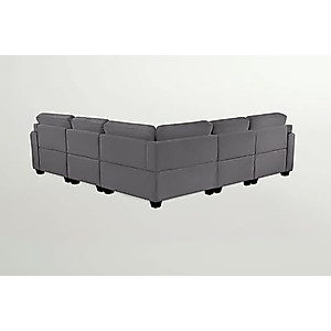 Legend Vansen 137'' Flexble Combination Reversible Moddule Upholstery Sofa Couch Sectional, Dark Grey