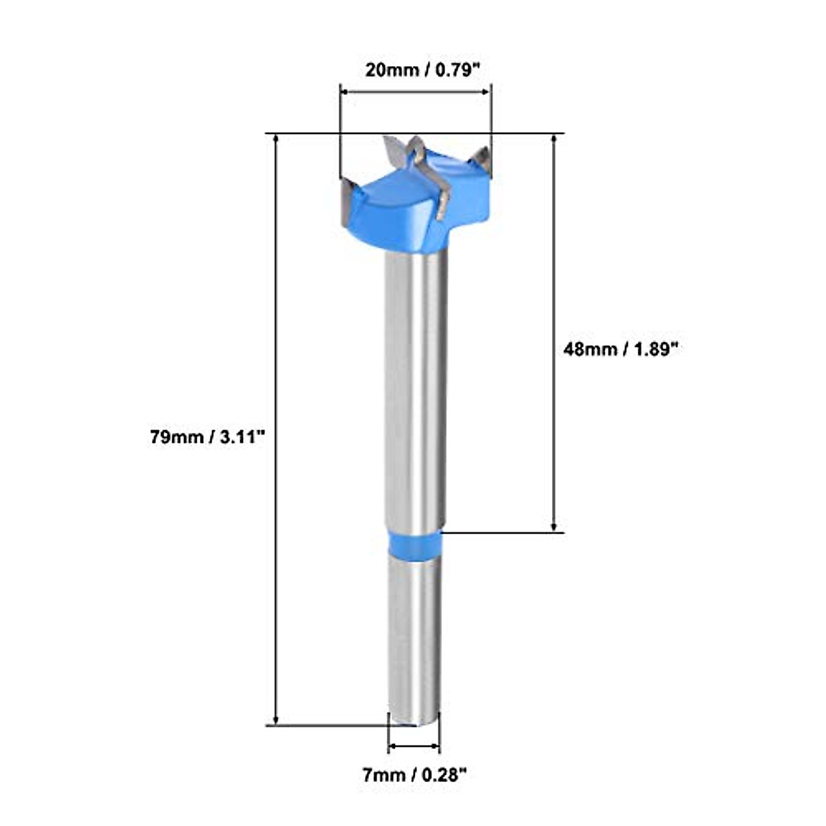 uxcell Forstner Drill Bits 20mm, Tungsten Carbide Wood Hole Saw Auger Opener, Woodworking Hinge Hole Drilling Boring Bit Cutter (Blue, Gray)