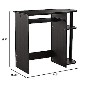 Furinno Simplistic Easy Assembly Computer Desk, With Keyboard Tray, Dark Brown/Black