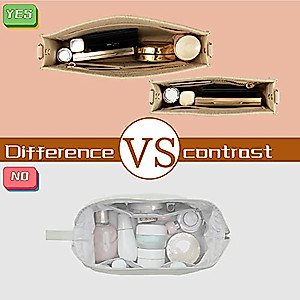 EsLuker.ly 2Pcs Felt Purse Organizer Insert with Zipper, Premium Microfiber Handbag Shaper Tote Bag Organiser Insert Fit Toiletry Pouch 26 19 - Large&Small, Khaki