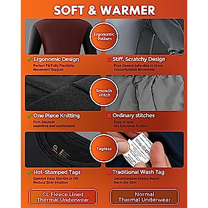 CL convallaira Women Thermal Underwear Base Layer Long Johns with Fleece Lined Set Winter Warm Top Bottom, Crewneck, X Large, Black