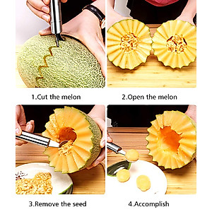 Fruit Vegetable Cutter Shapes Set, Mini Pie and Cookie Stamps Mold(8 pcs) with Melon Baller Scoop ＆ Carving Knife, Stainless Steel, DIY Fun Food Decorating Tools cookie cutter for Kitchen