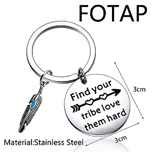 FOTAP Find your Tribe Love Them Hard Keychain Bridal Party Keychain Friendship Keychain Love My Tribe Keychain Best Friend,Family Keychain(Tribe keychain)