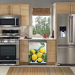 Homa Oil Painting Lemon Decor Dishwasher Magnet Cover Sticker Farmhouse Magnetic Refrigerator Panels Decal Fridge Magnets Stickers 23inch Wx26 H