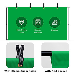 10X12ft Green Screen Backdrop for Photography, LCUIRC Chromakey Polyester Collapsible Greenscreen Background for Streaming, Photography, Zoom Meeting, Video Editing, Podcasting