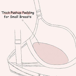 DOBREVA Women's Plunge Bra Deep V Sexy Underwire Low Cut Bras T Shirt Cleavage Lightly Padded Black 36B