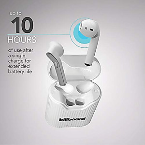 Billboard Bluetooth 5.0 True Wireless Stereo Earbuds with Charging Case, White/Gray (BB2808)