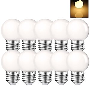 MZyoyo Small LED Night Light Bulb,1W LED Light Bulb,G14 G45 1W E26 E27 Soft White 3000K,Not Dimmable LED Energy Saving Light Bulbs 5 Watt Equivalent,for Halloween Bedroom Holiday Decoration,10 Pack