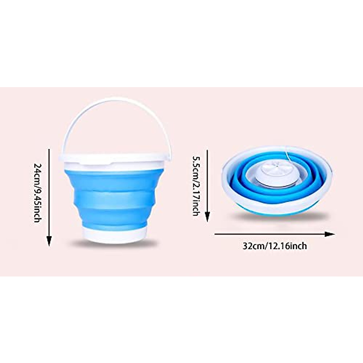 Ultrasonic Folding Bucket Turbo Washing Machine, Automatic Positive and Negative Usb Plug-In Lundry Machine,Portable Mini Lavadoras for Student Dormitories, Living Rooms, Bathrooms, Balconies
