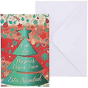 Sustainable Greetings Feliz Navidad Christmas Cards Assortment with Envelopes, 6 Festive Designs (4 x 6 In, 48 Pack)